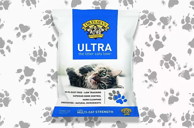 Dr. Elsey's Ultra multi-cat strength bag 40 pound ຂີ້ເຫຍື້ອໃສ່ພື້ນຫລັງພິມ paw