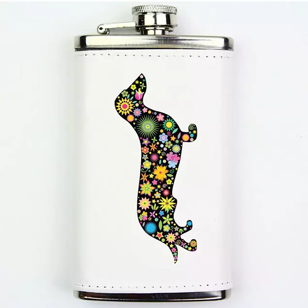 Barking Barware: Floral Weiner Flask