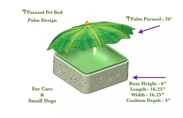 Las dimensiones de la cama de retiro tropical parasol pets la hacen agradable y acogedora