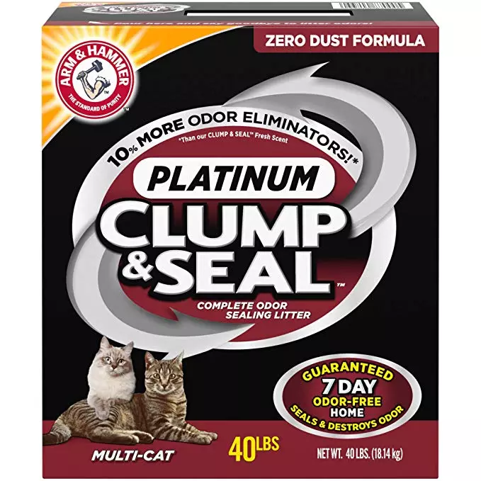 හොඳම බළල් පැටව් 10: ARM & HAMMER Clump & Seal Platinum Cat Litter