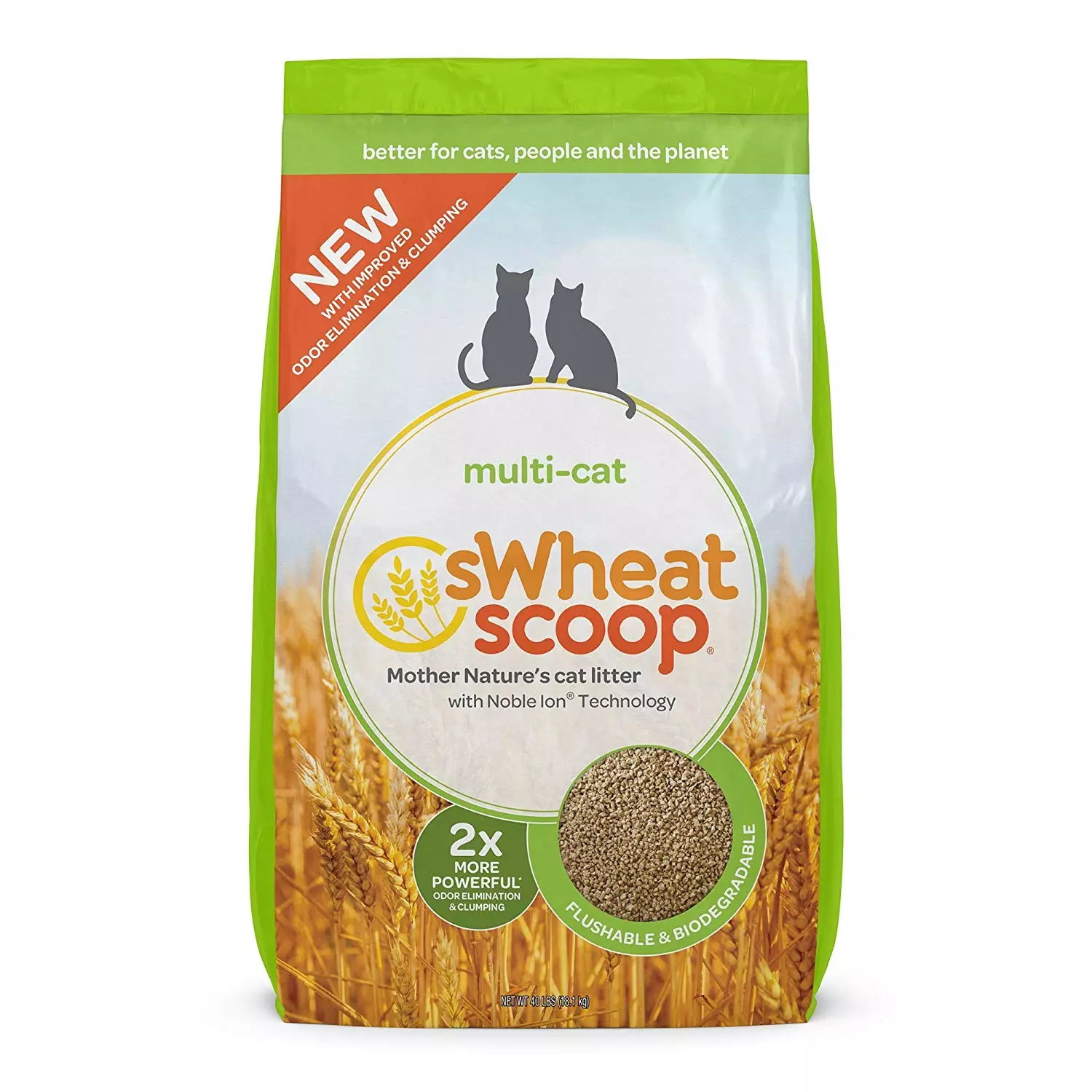 හොඳම බළල් පැටව් 10: sWheat Scoop Multi-Cat Natural Wheat Cat Litter