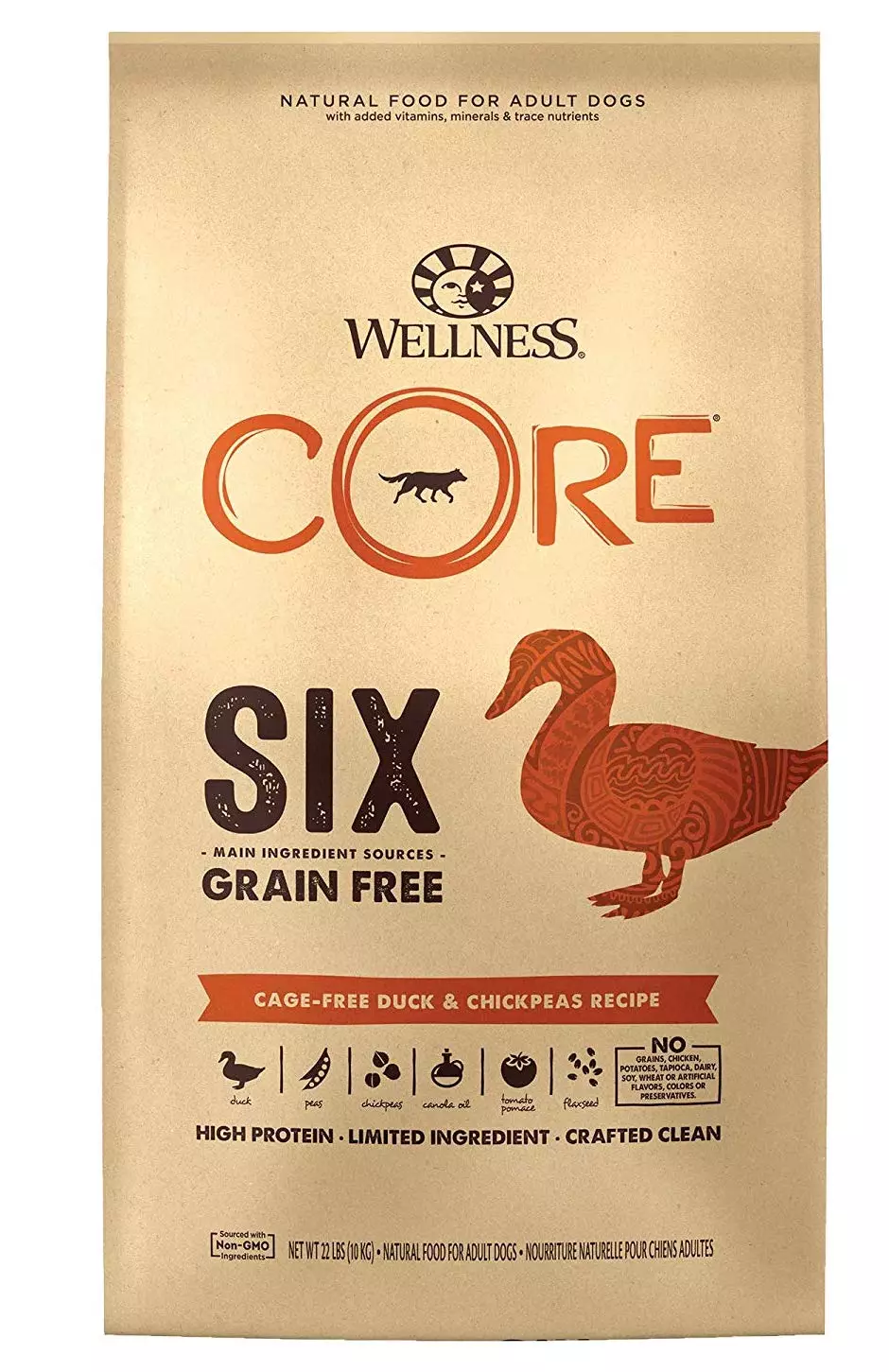 හොඳම කාබනික සුනඛ ආහාර: Wellness CORE SIX